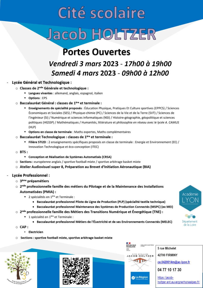 Portes ouvertes Cité scolaire Jacob Holtzer – Rozier Côtes d'Aurec